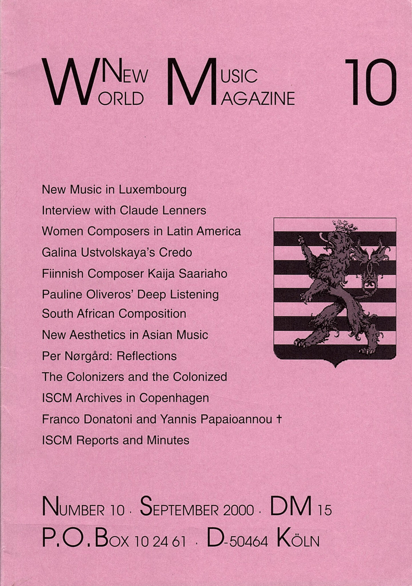 World New Music Magazine #10 – 2000 - ISCM – International Society for ...
